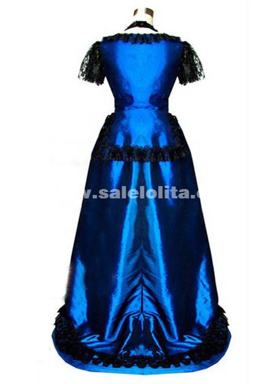 2018 Noble And Elegant Blue Short Sleeve Lace Medieval Renaissance ...