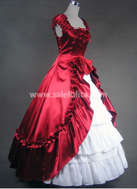 Gothic Dress Deep Red and White Gothic Victorian Dress
