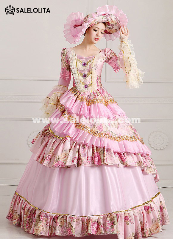 2016 Elegant Pink Dance Party Dress Medieval Renaissance Marie ...