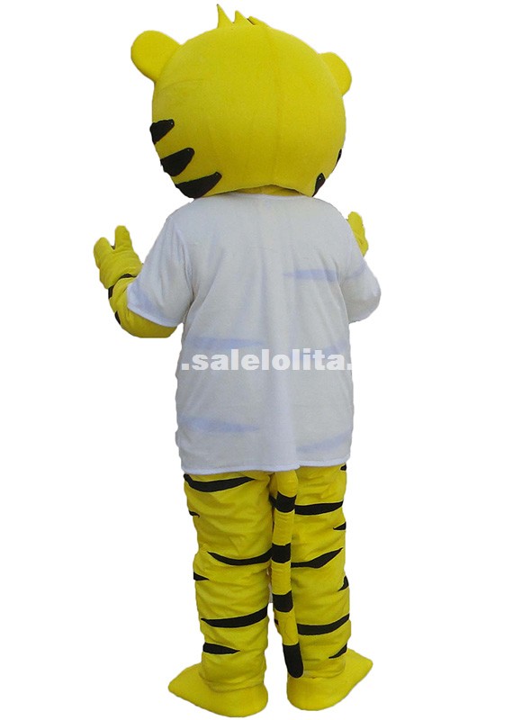 Yellow Tiger Plush Adult Mascot Costume
