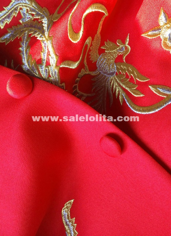Vintage Red Chinese Collar Tunic Tradition Men Suits Embroidery Wedding ...