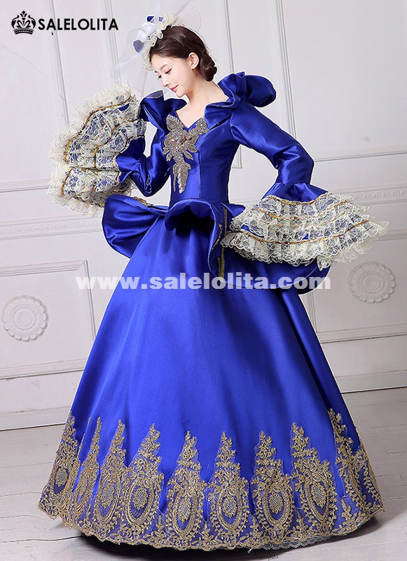Royal Blue Embroidery Vampire Queen Masquerade Ball Gown Marie ...