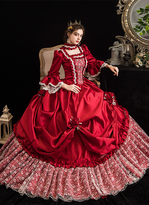 Rococo Baroque Red Marie Antoinette Ball Dresses 18th Century ...