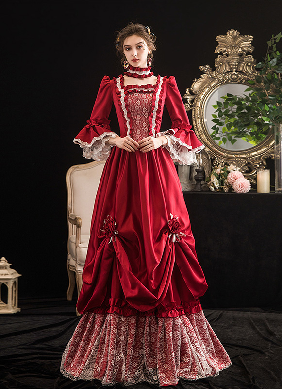 Rococo Baroque Red Marie Antoinette Ball Dresses 18th Century ...