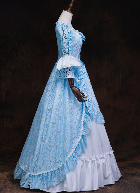 Blue Rococo Belle Princess Lolita Marie Antoinette Dress Medieval ...