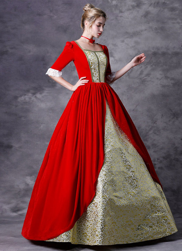 Red Rococo Princess Queen Marie Antoinette Dress Women Birthday Party ...