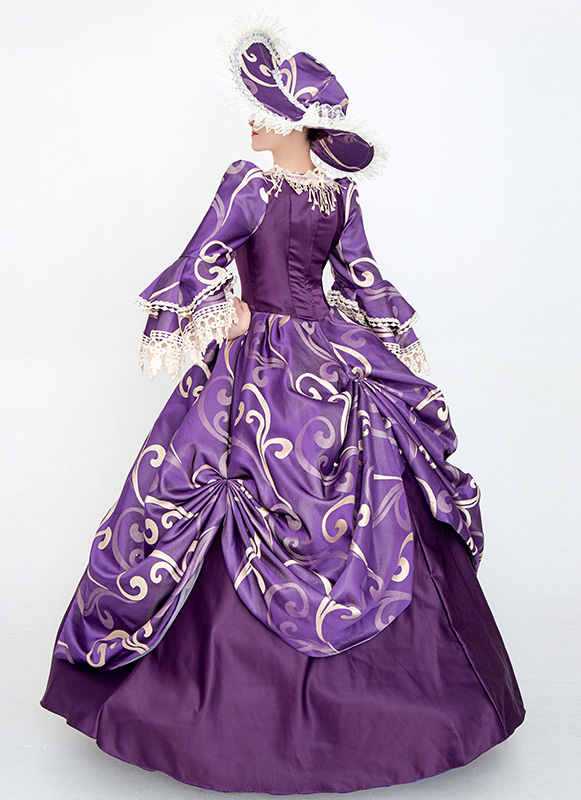 Purple 18th Century Rococo Baroque Marie Antoinette Ball Gown Medieval ...