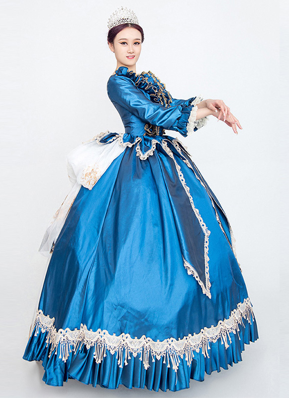 Blue 18th Century Rococo Baroque Marie Antoinette Dresses Medieval ...