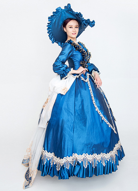Blue 18th Century Rococo Baroque Marie Antoinette Dresses Medieval ...