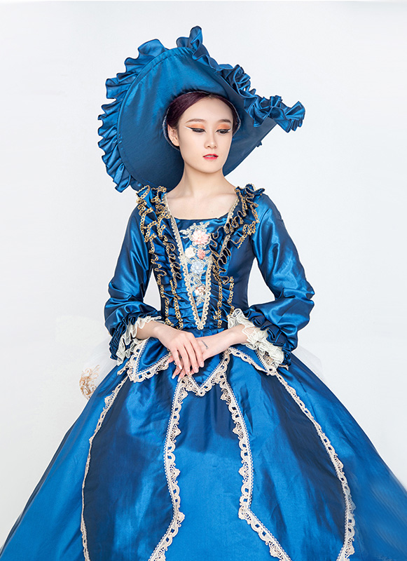 Blue 18th Century Rococo Baroque Marie Antoinette Dresses Medieval ...