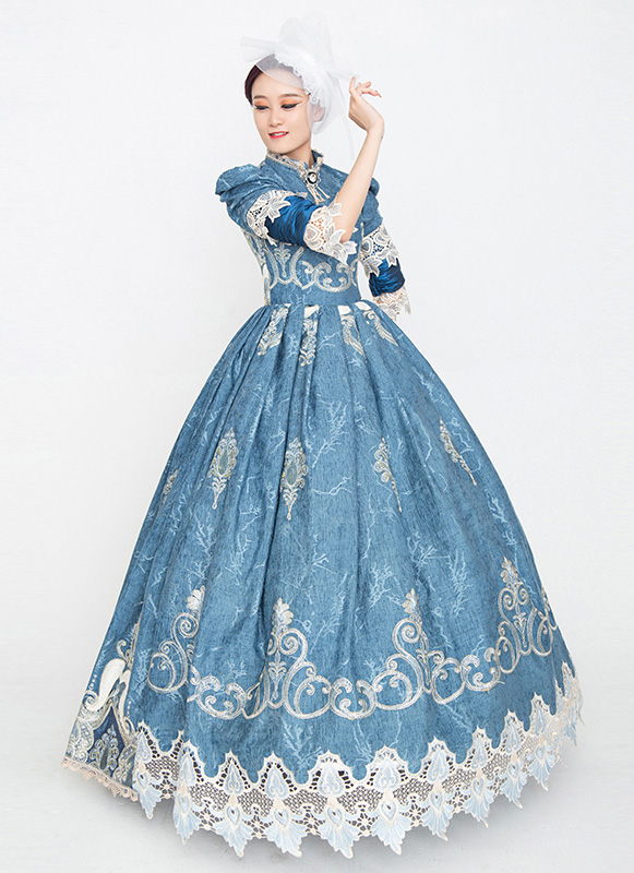 Blue Floral Rococo Marie Antoinette Dress Vintage Rococo Photography ...