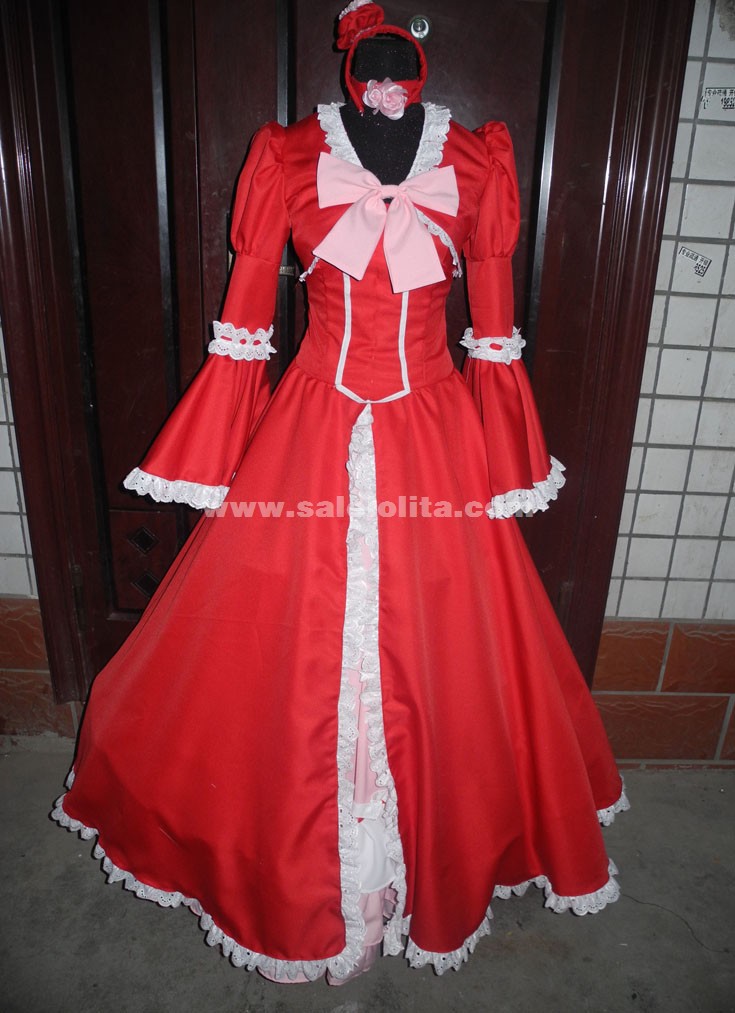 Black Butler Kuroshitsuji Elizabeth Cosplay Costume,Red Lady Elizabeth ...